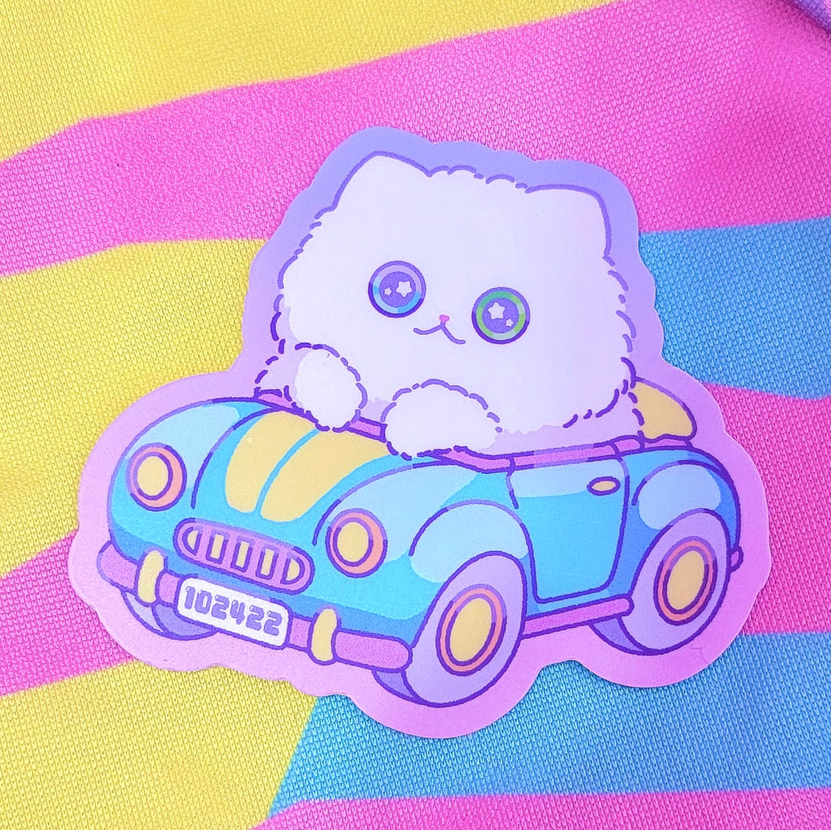 Kumo Cat Car Sticker Kirakira Karakasa
