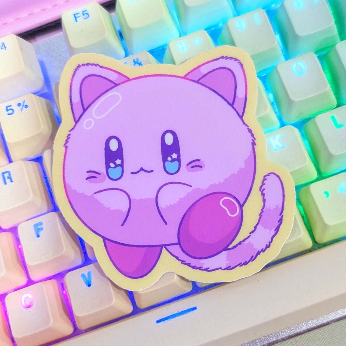Kirb Purrby Kitty Vinyl Sticker Kirakira Karakasa
