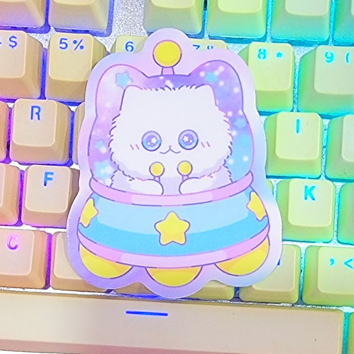 Kumo Kitty Ufo Vinyl Sticker Kirakira Karakasa