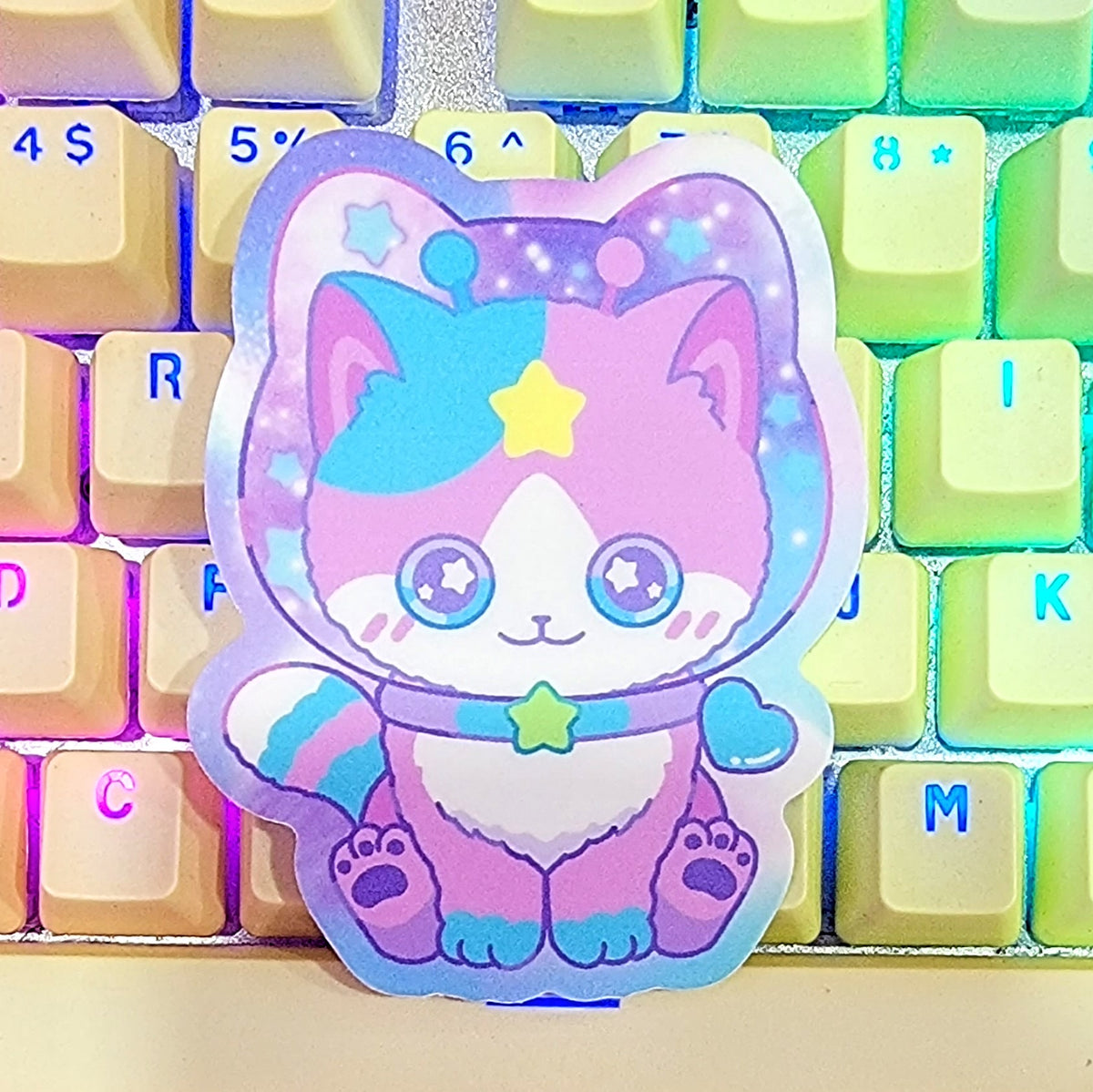 Kitty Alien Cat Vinyl Sticker Kirakira Karakasa
