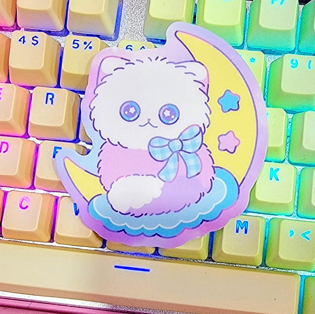 Kumo Kitty Moon Vinyl Sticker Kirakira Karakasa