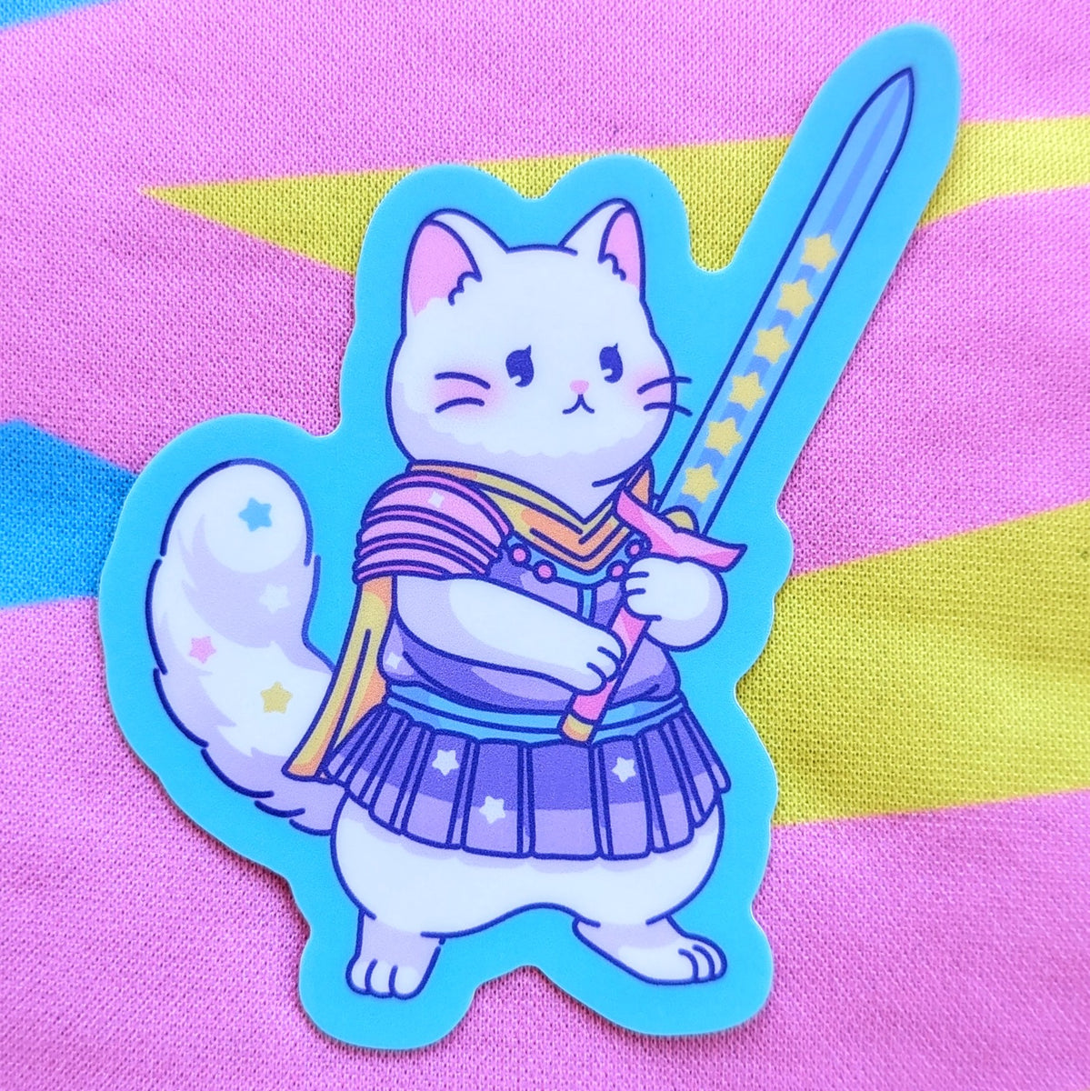 RPG Cats: Cat Warrior Vinyl Sticker – Kirakira Karakasa